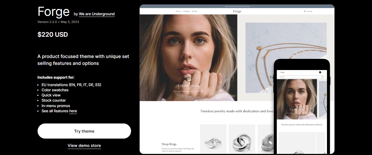 Forge Shopify Theme for Maximizing Product Showcases